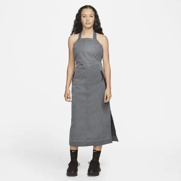 Nike | Dresses | New Nike Womens Tech Pack Woven Apron Dress In Grey ...